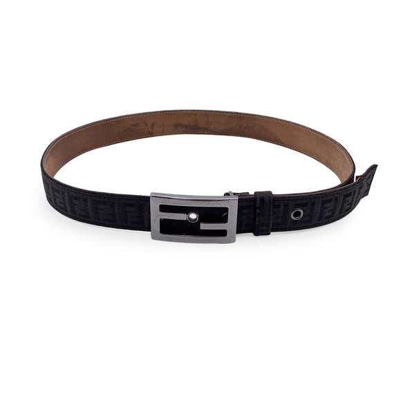 Fendi | Accessories | Fendi Black Monogram Zucca Belt Ff Buckle Size ...